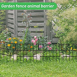 19 Pack Animal Barrier Fence - No Dig Garden Decorative Fence Rustproof Metal Wire Panel Border for Dog Rabbits Ground Stakes Defence and Outdoor Patio, T Shape. Total Length 17 in(H) X 20.6 Ft(L)