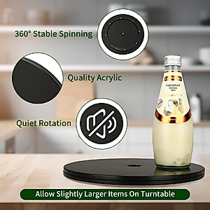 AKOLAFE 4 Pack 9 Inch Acrylic Lazy Susan Organizer Large Lazy Susan for Table 360-Degree Revolving Display Base Black Lazy Susan Turntable for Cabinet Kitchen Pantry Vanity Countertop