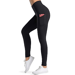 Dragon Fit High Waist Yoga Leggings with 3 Pockets,Tummy Control Workout Running 4 Way Stretch Yoga Pants Black, M