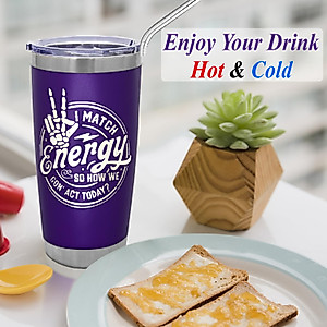 Generic Funny gifts for women-match energy tumbler-Birthday Gifts for Women Funny, Witty & Sarcastic Travel Coffee Mug W/Slider Lid-Cheer up somebody’s day gift-Engraved 20oz Tumbler, small