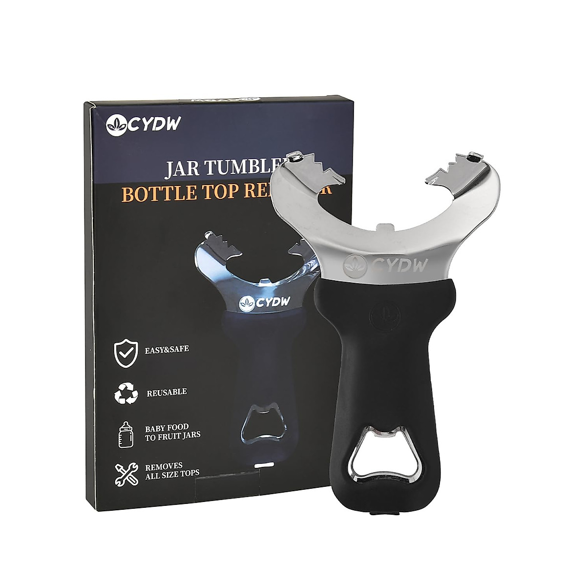 CYDW Mason Jar Opener Tool with Soft Touch Handle, No Lid Dents or Damage, Can Opener Manual Multi-Purpose, Easy Twist Manual Handheld Top Remover, Canning Supplies, Bottle Opener, Made for Lifetime