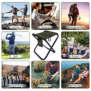 K-MingleSo Upgraded Portable Folding Stool, 13 Inch Camping Stool for Adults Fishing Hiking Gardening and Beach with Carry Bag, Hold Up to 450lbs[Camo]