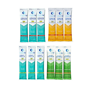 GARIZZE Liquid IV Hydration Multiplier - Hydration Powder Packets -12 Sticks - Electrolyte Drink Mix - Strawberry, Lemon Lime, Tangerine Immune Support, Yuzu Pineapple Energy Drink Mix