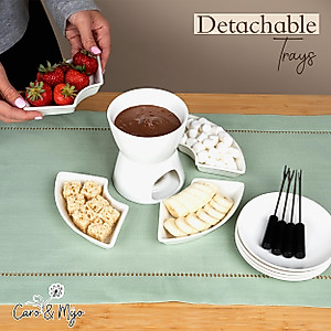 Fondue Pot Set – Family Friendly & Interactive Fondue Set w/Tea Light Heat Source - Quality Ceramic Pot for Any Dinner or Party Theme - Ideal Gift for Couples & Wedding Registry Must Haves