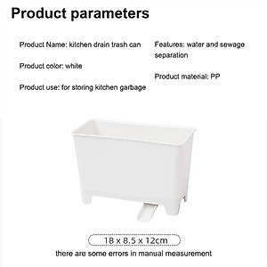 HASMI Garbage bin Kitchen Drain Trash Can Kitchen Waste Bin Countertop Garbage Cans Recycle Rubbish Bin Dry Wet Separation Storage Bucket Trash Can