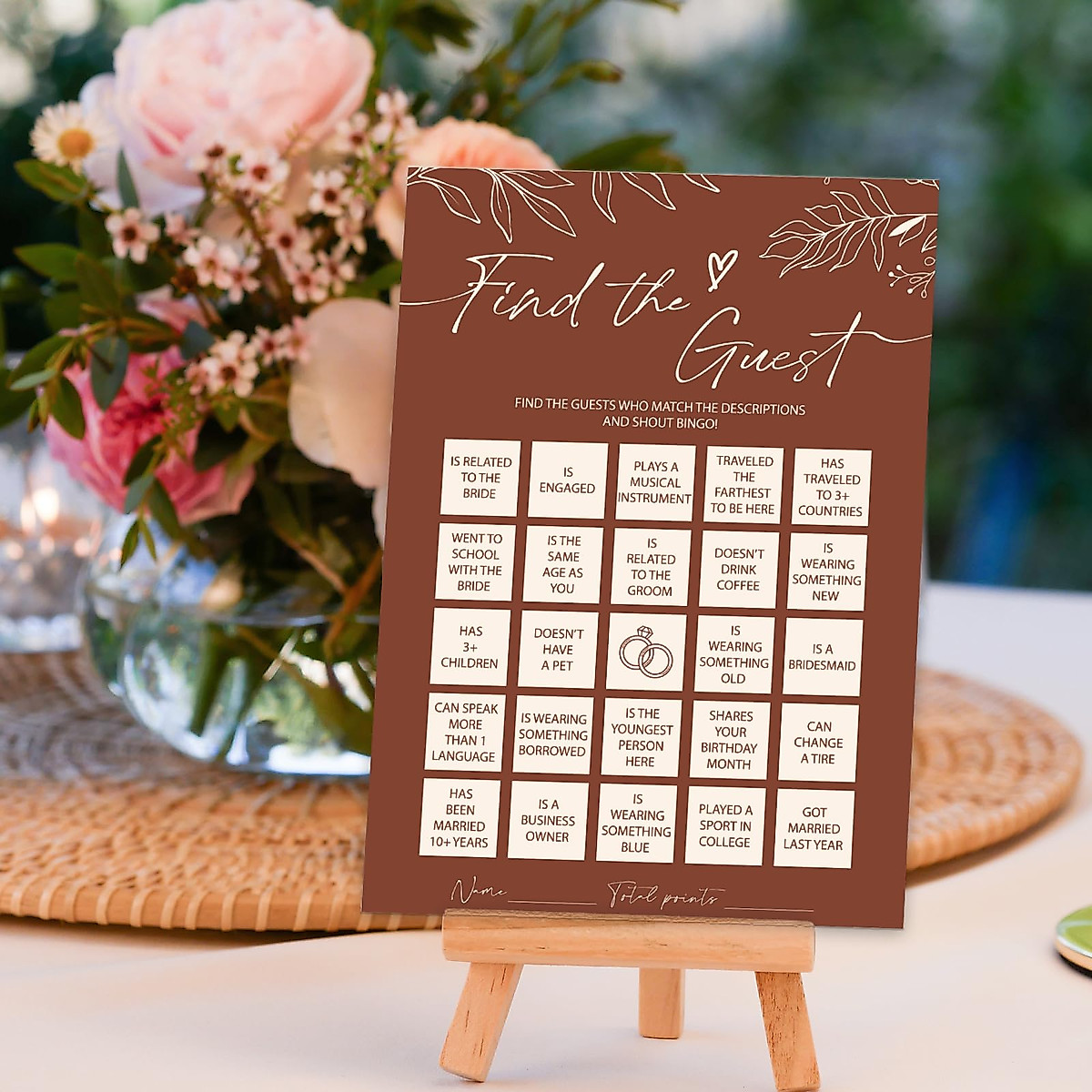 JarThenaAMCS 50 Sheets Boho Bridal Shower Game Cards Double Sided Party Game Activity Cards for Would She Rather & Find The Guest Wedding Bridal Shower Bachelorette Party Games Supplies