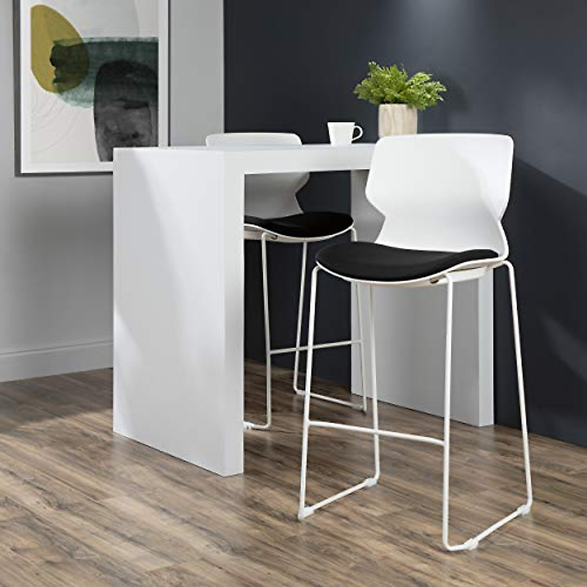 HON Basyx Contempo Guest Stool, 2 Pack, White/Black