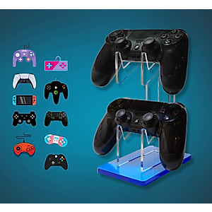 PhoeniXeries Universal Dual Controller Holder for PS4, PS5, Xbox ONE, Switch, Dual Controller Stand, Dual Controller Desk Organizer (Light Blue)