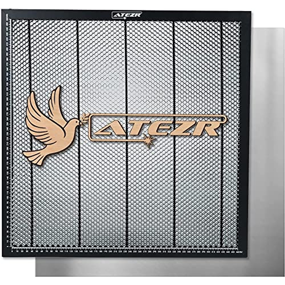 ATEZR P10 Combo 60W Laser Engraver with 500x500mm Laser Honeycomb Work Table & Air Assist & Rotary Roller, 430 * 430mm Working Area, 10W Laser Power CNC Laser Engraver for PC/Mobile