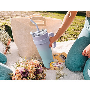 DLOCCOLD 40oz Tumbler with Handle, Straw & Lid, Double Wall Vacuum Reusable Stainless Steel Insulated Water Bottle, Travel Mug Cup, Modern Tumblers Cupholder Friendly (dreamland)