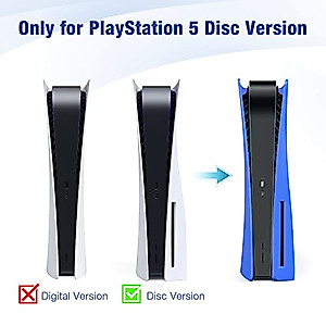 TESSGO PS 5 Disc Edition Blue Face Plates Cover Shell Case for Play Station 5 Console
