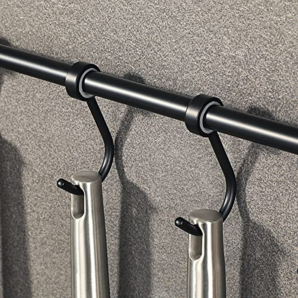 Alise 22 Inch Towel Bar Towel Rail Holder with 5 Adjustable Hooks Coat Rack Kitchen Tool and Utensil Rack for Bathroom Kitchen Wall Mount,SUS 304 Stainless Steel Matte Black