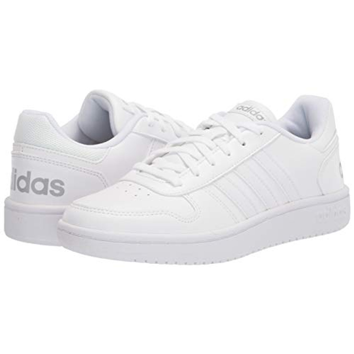adidas womens Hoops 2.0 Sneaker, White/White/Grey, 11 US