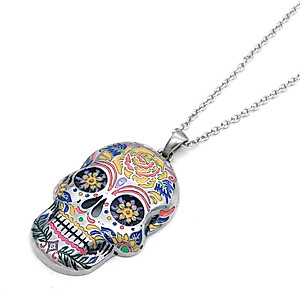 Controse Floral Sugar Skull Necklace