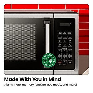 Chefman Countertop Microwave Oven 0.9 Cu. Ft. Digital Stainless Steel Microwave 900 Watt with 6 Presets, Eco Mode, Mute Option, Memory Function, Child Safety Lock, Kitchen, Home, Dorm Essentials