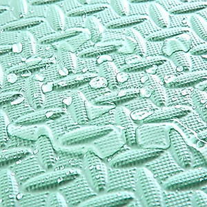 Tamiplay 16 Tiles Foam Play Mat, 0.4 Inch Thicked Interlocking Floor Mats with Solid Colors, Squares Baby Play Mat, EVA Foam Puzzle Floor Mat Foam Mats for Kids, Baby, Toddlers(White/Pink/Bean Green)