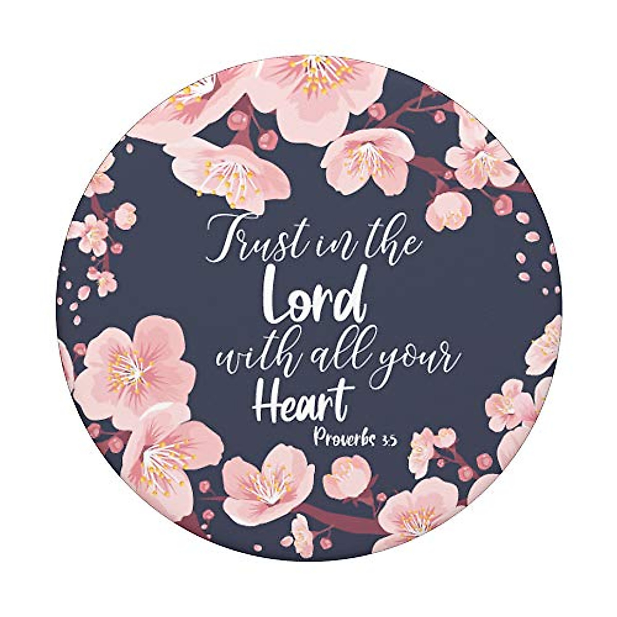 Christian Bible Verse Proverbs 3:5 Navy Blue Floral PopSockets Swappable PopGrip