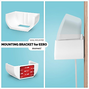 Screwless Wall Mount for Eero Mesh WiFi (NOT Compatible with Eero 6/Pro 6/Beacon), VHB Stick On Holder, Easy to Install, No Tools, No Mess, No Drilling, Strong Adhesive Mount, White by Brainwavz