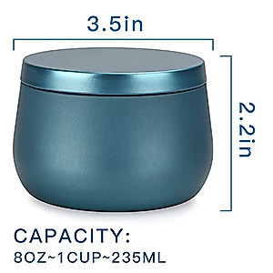 LAJDL Candle Tin 24 Piece, 8 oz, Metal Round Candle Containers with Lid, Candle Jars for DIY Candle Making,Arts & Crafts, Storage Candle Making Party Supplies(Blue),AM-C-08-1