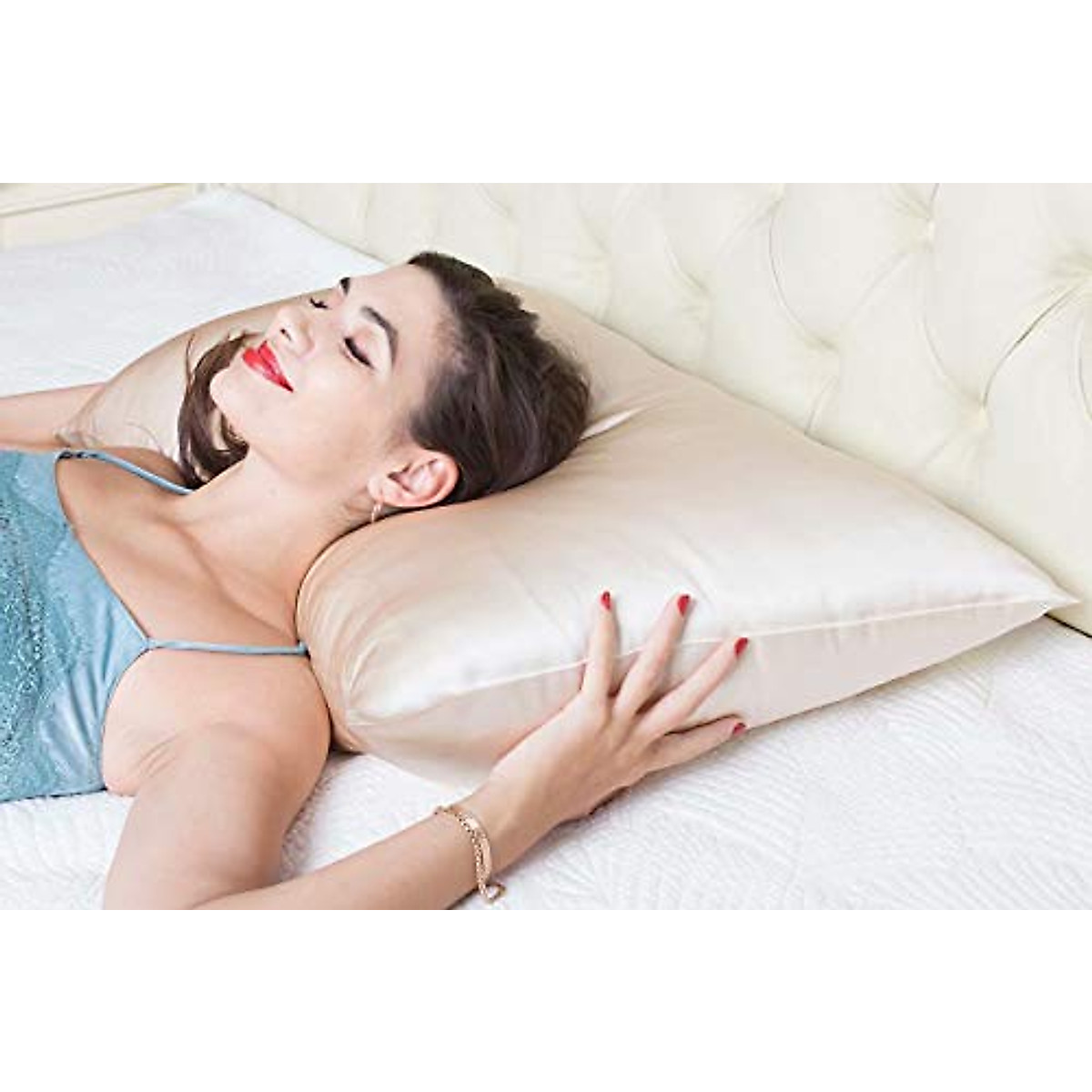 BlueHills Luxury Silk Pillowcase Gift Set - 100% Pure Mulberry Natural Soft Both Sides Silk Pillowcase 2 Pack for Hair and Skin & 1 Pure Silk Eye Mask Gift Box 3 Piece Set Light Bronze King Size K015