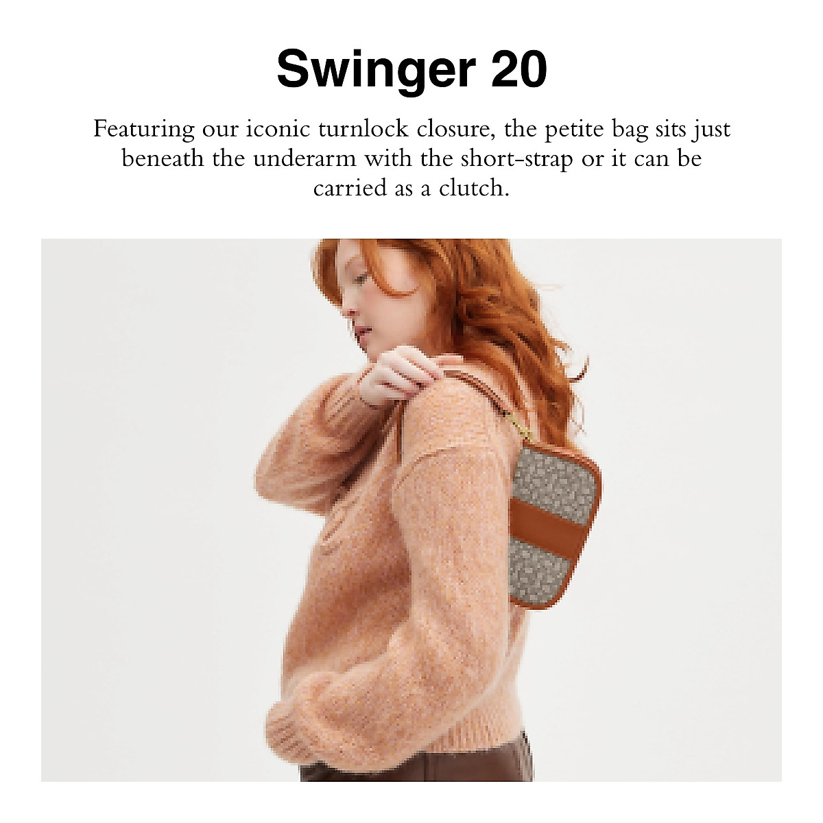 COACH Mini Signature Jacquard Swinger 20, Cocoa Burnished Amb