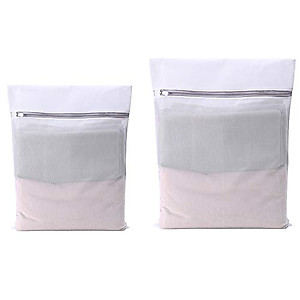 everd1487HH Thicken Fine Mesh Net Washing Bag Laundry Bag Clothes Bra Underwear Washing Zipper Pouch White-Small Small
