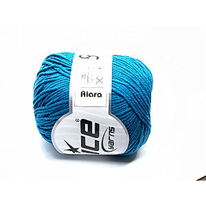 Dark Turquoise Blue Alara - DK Weight Cotton Blend Yarn 50 Grams (1.75 Ounces) 140 Meters (153 Yards)