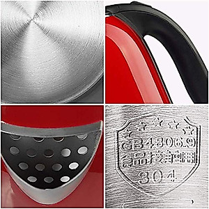 Stainless Steel Electric Water Kettle, 1.7L Cordless Tea with Auto Shut-Off Boil-Dry Protection, Double Wall Anti Hot Water Boiler, No Plastic Touch Water, 1800W / Red