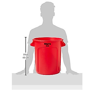 Rubbermaid Commercial Products BRUTE Heavy-Duty Round Trash/Garbage Can, 10-Gallon, Red, Waste Container Home/Garage/Office/Stadium/Bathroom