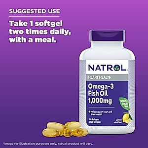 Natrol, Omega-3 Fish Oil Softgels, Heart Health Dietary Supplement, 1000 mg, 150 Count