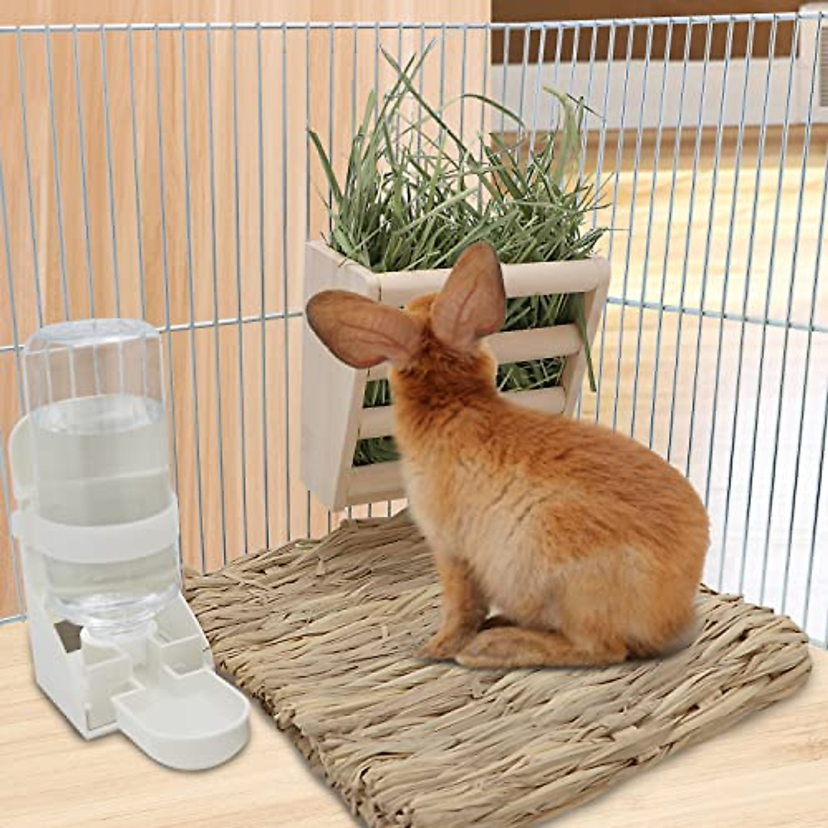 Rabbit Hay Feeder Guinea Pig Hay Rack Wooden Hay Holder for Small Pets Bunny Guinea Pig Chinchilla (Hay Feeder-B)