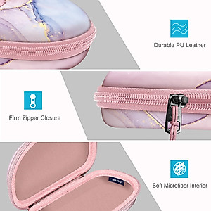Fintie Sunglasses Case with Carabiner, Hard Shell Shockproof Sport Glasses Case Travel Zipper Eyeglasses Case, Glittering Marble