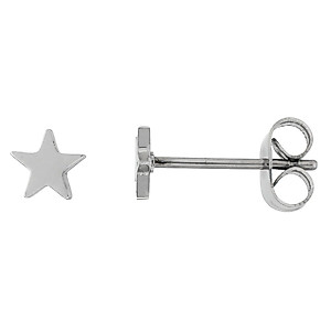 3 PAIR PACK Tiny Stainless Steel Star Stud Earrings, 1/4 inch