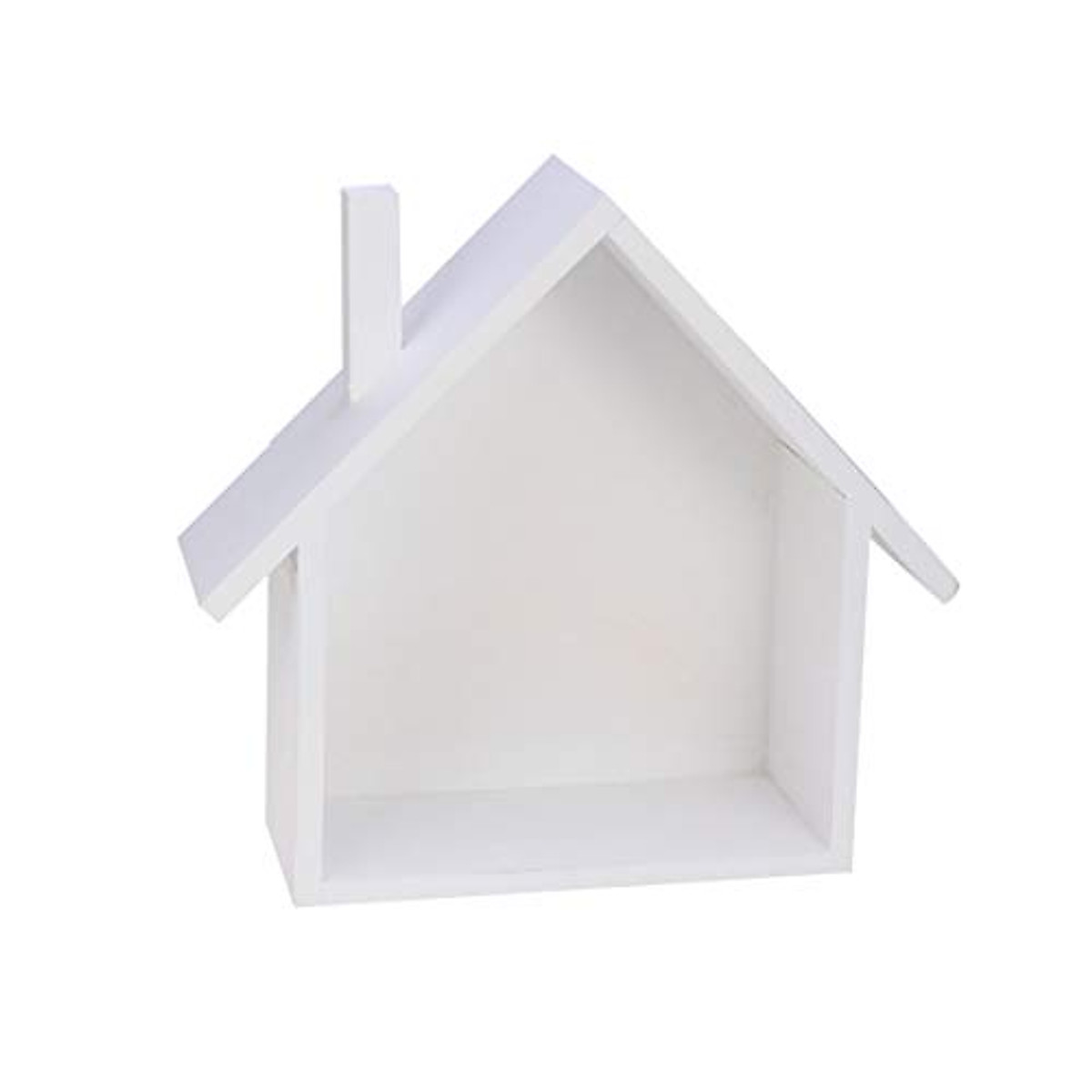 Cabilock Small House Shaped Wall Shelf Wooden Wall Mounted Storage Shelf Storage Organizer Display Box for Bedroom Living Room Kitchen Office (White)