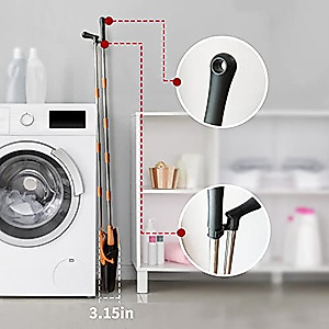 Broom and Dustpan Set(51" Long), Adjustable Length Stainless Steel Broomstick, Sstanding Dustpan and Broom for Office, Home Kitchen, Lobby Floor use (Orange and Black)