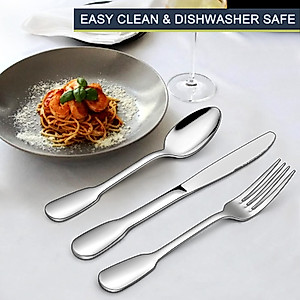 LIANYU Superior 18/10 Silverware Flatware Set for 12, 60-Piece Stainless Steel Flatware Set, Fancy Cutlery Tableware Set for Kitchen Restaurant Wedding, Mirror Polish, Dishwasher Safe