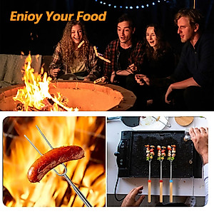 4Pcs Smores Sticks for Tabletop Fire Pit Long 32 Inch, S'mores Skewers Kit Marshmallow Roasting Sticks Hot Dog Fork, Camping Essentials Smores Maker Gear Outdoor Campfire Cooking Accessories