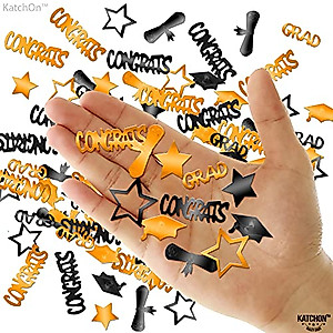 Graduation Confetti 2023 - Pack 1000, Grad Confetti | Orange and Black Graduation Decorations | Graduation Centerpieces for Tables 2023 | Orange Graduation Party Decorations 2023 Confetti Graduation