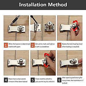 Home Security Zinc Alloy Cupboard Punch-free Cabinet Keyed Hasp Lock Drawer Door Lock - (Color: 2.5 inch-Silver)