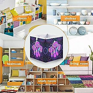 Vnurnrn Psychedelic Magic Mushrooms Cube Storage Bin, Collapsible Storage Box Bins with Cubes, Foldable Fabric Baskets Bins for Shelf,Closet Cabinet,Home Organization, 11.02 x 11.02 x 11.02 inch
