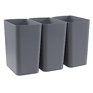 Xyskin Grey Plastic Trash Can, Garbage Container Bin, Trash Wastebasket, 4.5 Gallon, 3 Pack
