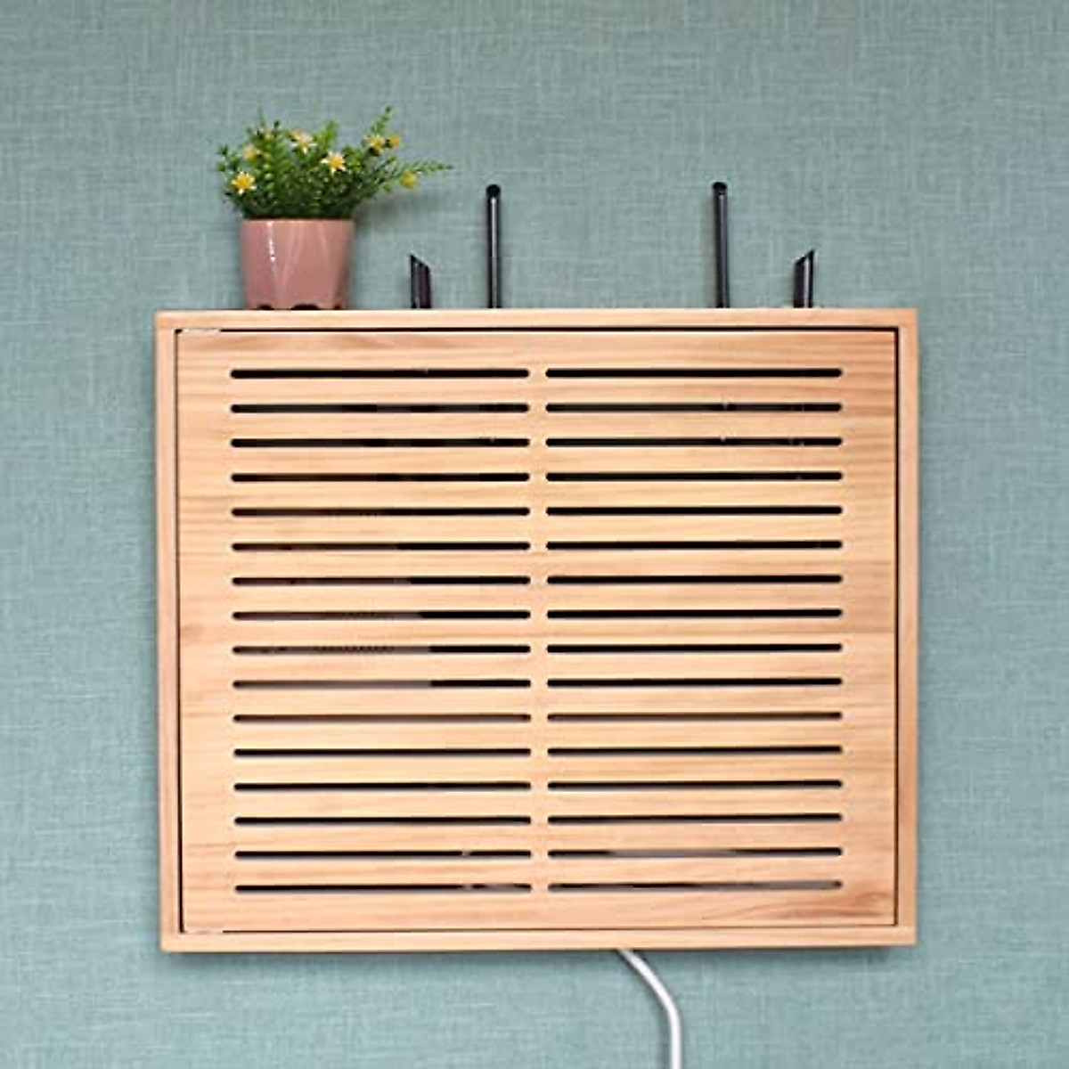 VAYONAA Router Storage Box Wooden Wall-Mounted Modem Hidden Box Finishing Rack hub Multimedia Information weak Current Box Shielding Box Decorative Cover Wall Shelf (Size : Diameter 49.5cm)