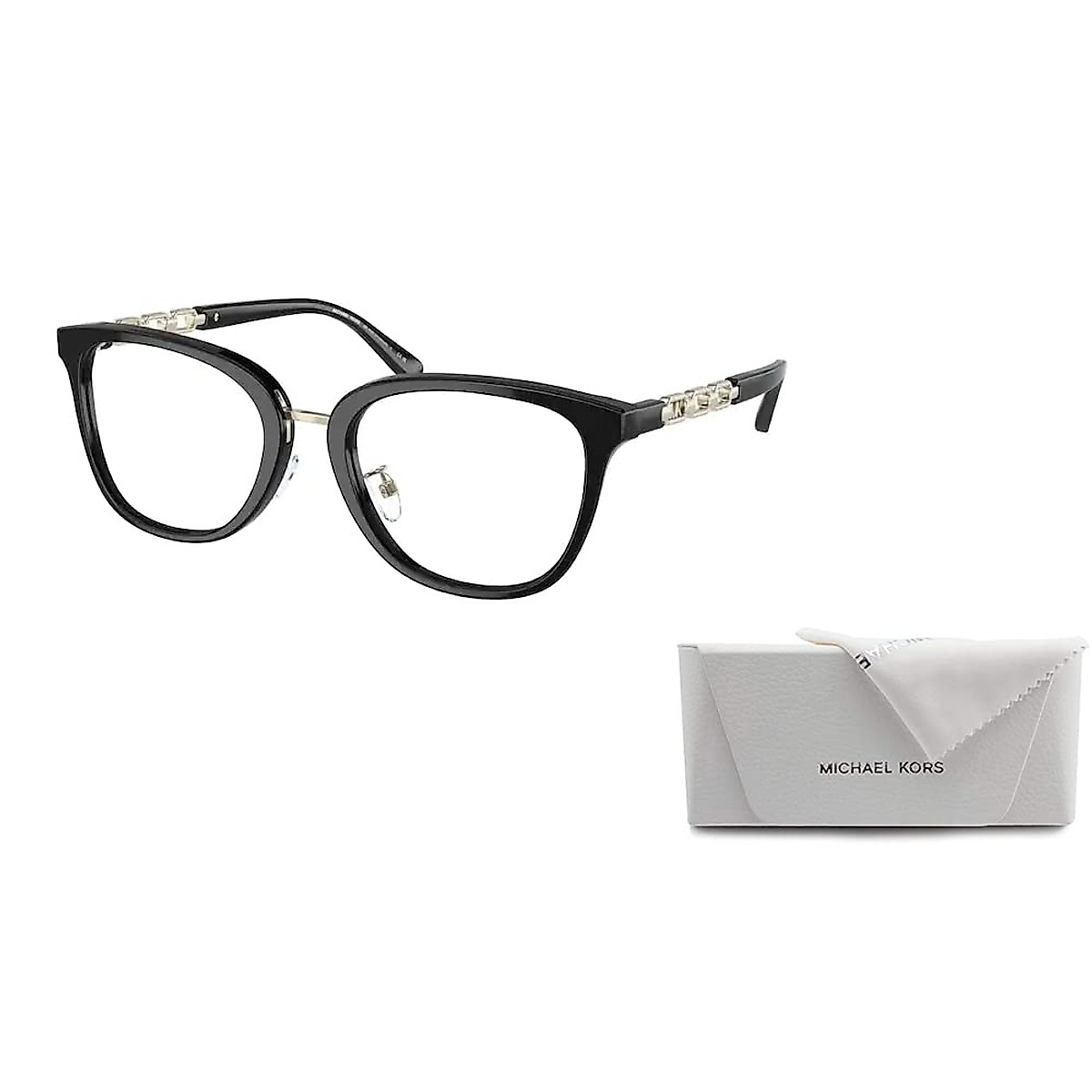 Michael Kors Innsbruck MK4099 3005 52MM Black Square Eyeglasses for Women + BUNDLE With Designer iWear Eyewear Kit