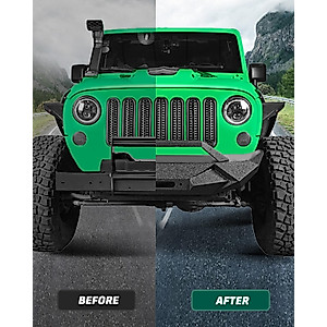 SCITOO Rront Bumper + Rear Bumper w/Tire Carrier Textured Black for 2007-2018 for Jeep Wrangler JK Rock Crawler Bumper w/Winch Plate with D-ring