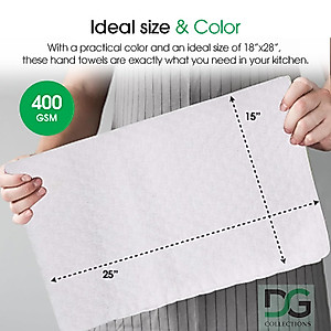 DG Collections Terry Dish Towels, 100% Cotton Kitchen Towels, Set of 8 (15x25 inch) Hand Towels - 400 GSM, Absorbent Terry Cloth Dish Towels for Kitchen, Soft Tea Towels - White Color