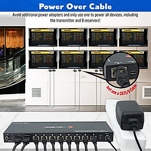 HDMI 2.0 4K Extender Splitter Over Single Cable CAT6 with PoC Up to 196 FT 1-in 8-Out w/Local Loop Output & Low Latency by J-Tech Digital [JTECH-18EX50]