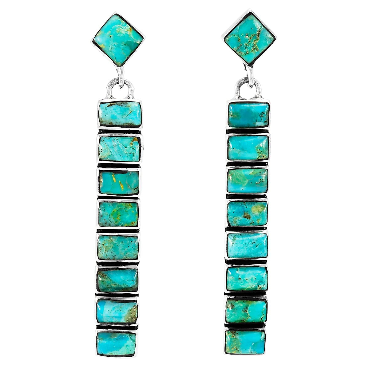 Turquoise Earrings 925 Sterling Silver & Genuine Turquoise (Choose Color)