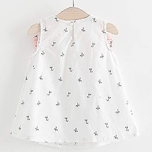 Girls Dresses Age 7 Suspender Party Dress Toddler Girls Solid Print Girls Dress&Skirt Girls Dresses (White, 6-12 Months)