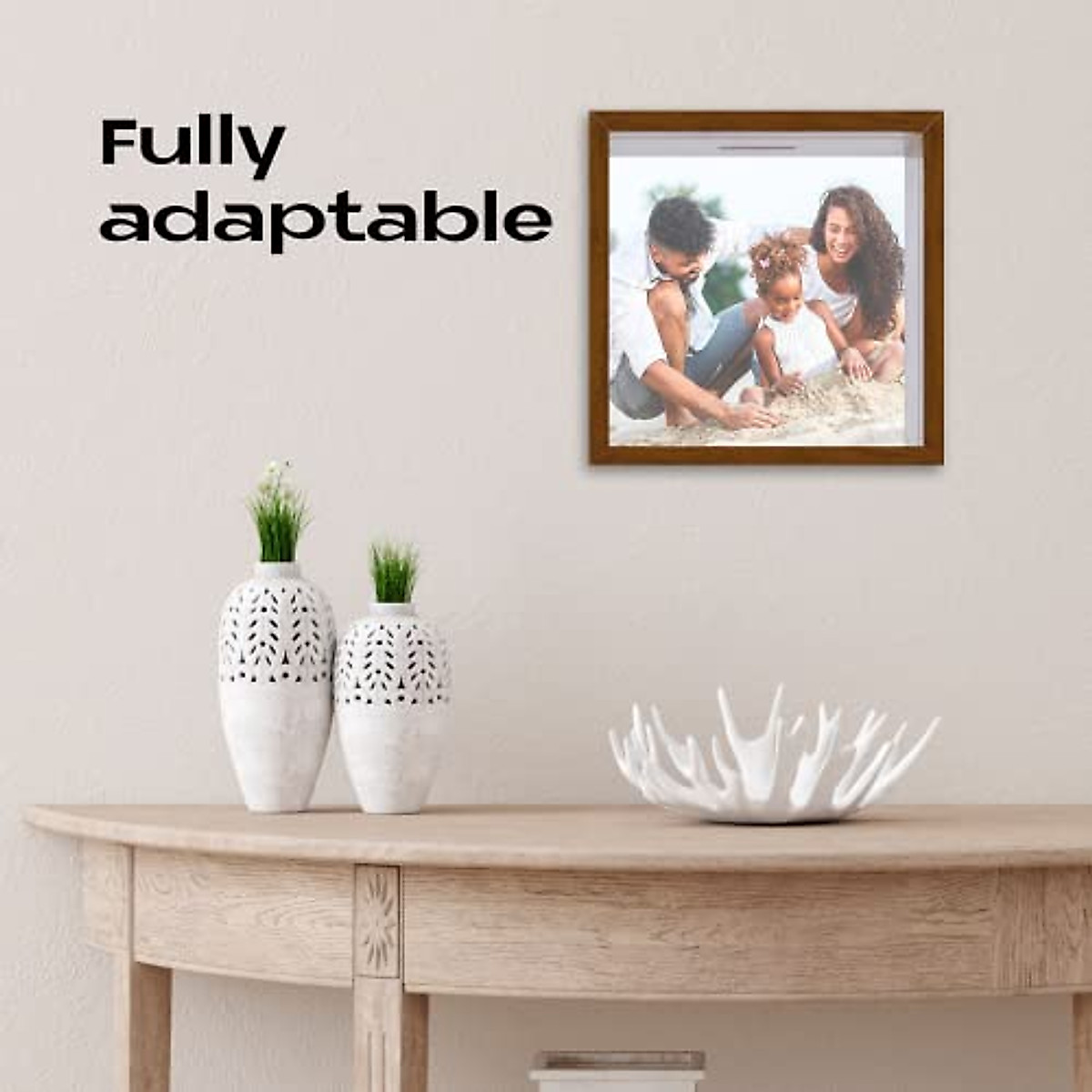 Piggy Banks for Adults, Brown Money Box for Cash Saving, Honeymoon, College, Wedding, Date Night, Vacation Fund Box, Home Decor Memory Shadow Box, 6x6x2 Inches