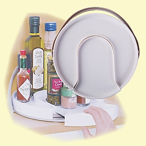 PMLAND 11 Inch Lazy Susan Turntable Spice Organizer Slide Out Shelve Kitchen Pantry, Cabinet, Countertops (White)